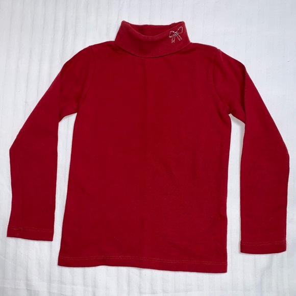 Basic Editions | Shirts & Tops | Red Girls 45 Turtleneck Long Sleeve Shirt Top Gem Bow Cute ...